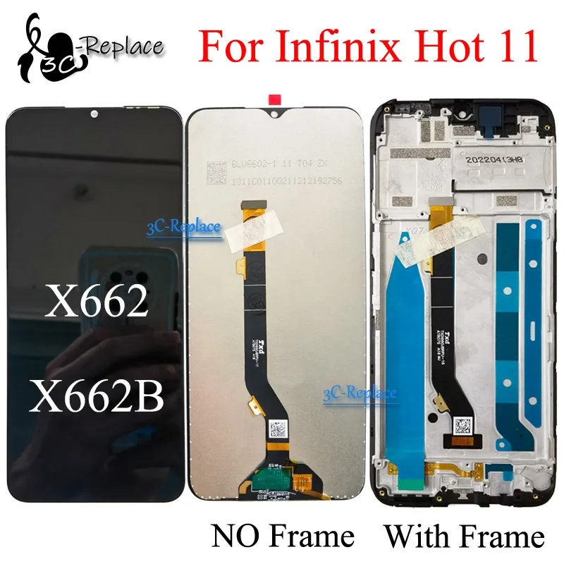Infinix Hot 11 X662 X662B LCD 디스플레이 터치 스크린 디지타이저 어셈블리 교체/프레임 포함, 고품질 6. ...