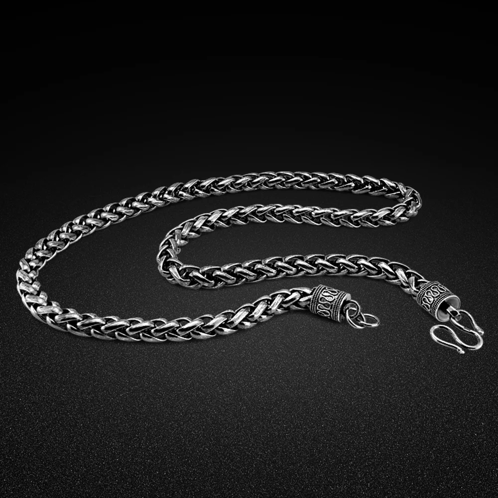 925-Thai-Silver-Necklace-Men-Weave-Pattern-Design-Solid-Silver-Necklace ...