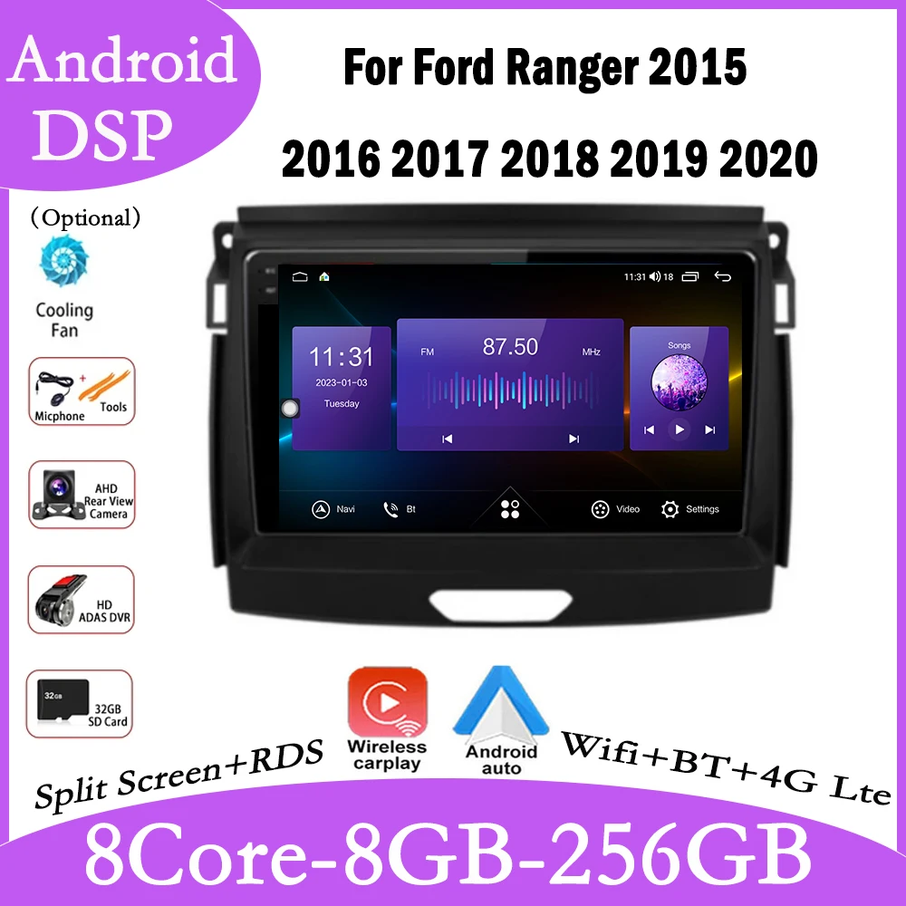 9-lnch-Android-14-Car-Stereo-IPS-Screen-For-Ford-Ranger-2015-2016-2017 ...