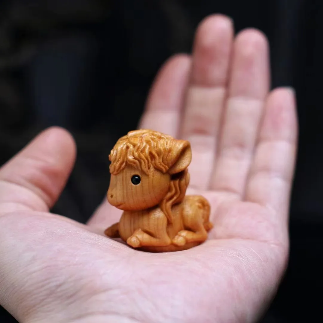 Sculpture-Mini-Carved-Zodiac-Horse-Wooden-Crafts-Cute-Small-Animal ...