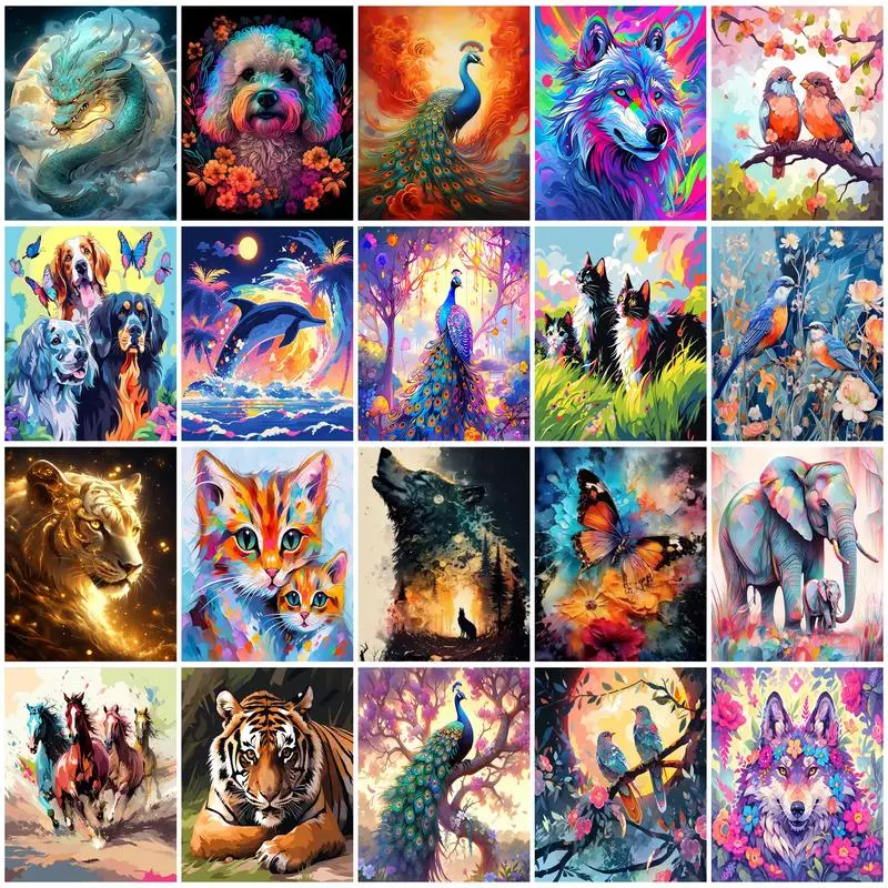 RUOPOTY-Painting By Numbers Animals Art Supplies On Canvas Arts Crafts ...