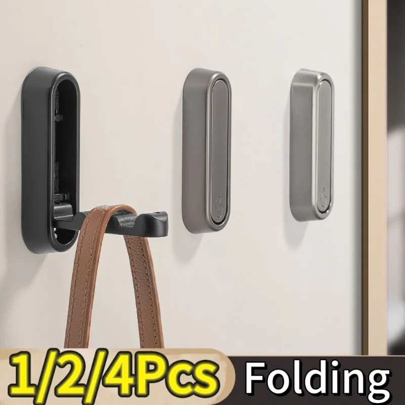 1-4pcs Folding Wall Hook Hidden Robe Towel Coat Hook stainless steel ...