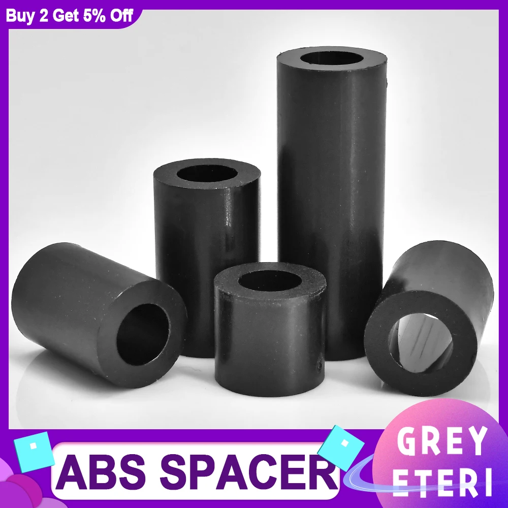 80-1000pcs-Black-ABS-Spacers-Hollow-Insulation-Column-Washers-Board-PCB ...