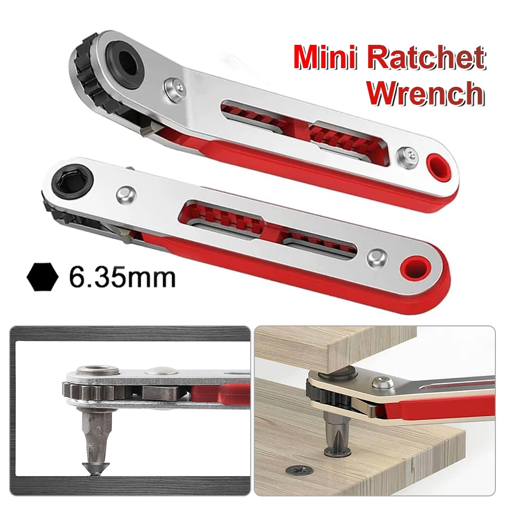 Mini Ratchet Wrench Screwdriver 1/4 Inch Hex Screwdriver Bit Drive ...