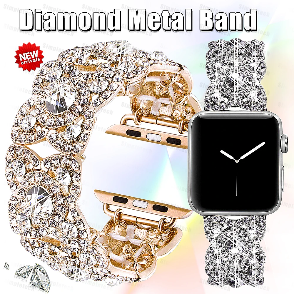 Diamond-Strap-for-Apple-Watch-Ultra-49mm-Bling-Metal-Wristband-iWatch ...