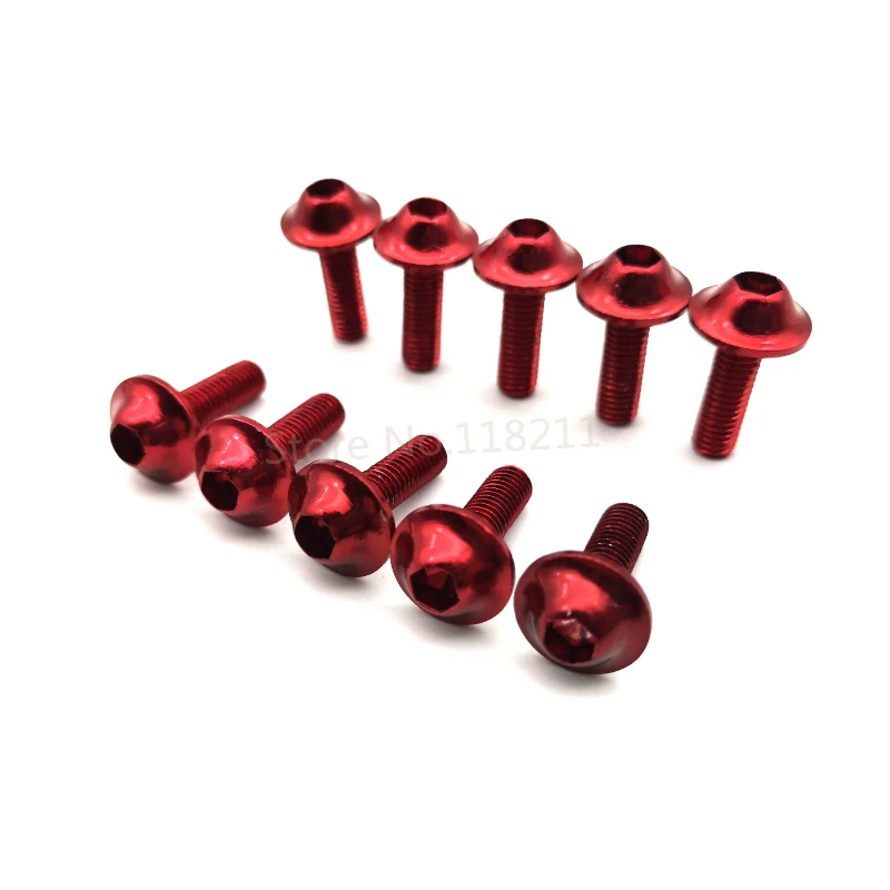 10pcs-Motorcycle-Bolts-Screw-M5-x-16-mm-Aluminum-adornment-Bolts-Red ...