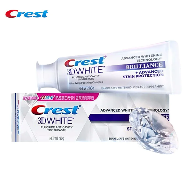 3D White Teeth Whitening Toothpaste Crest Brilliance Advanced Fluoride Anticavity Complex Oral ...