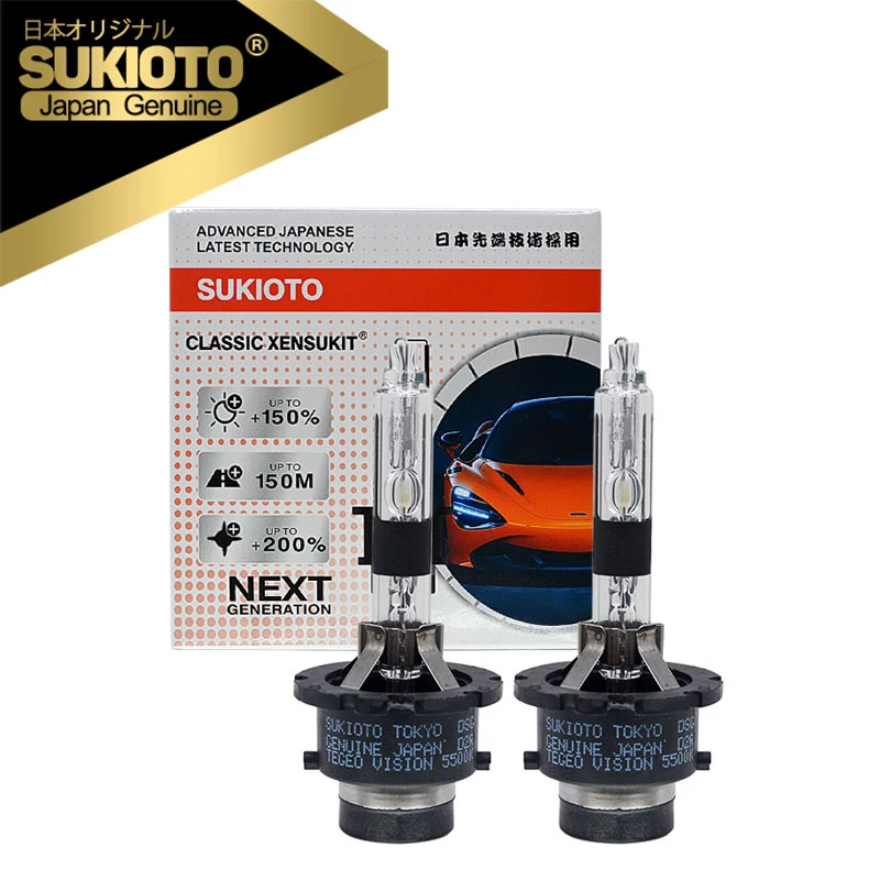 2PCS GENUINE SUKIOTO JAPAN 5500K D2R Xenon HID D2S Bulb D4S D4R HID ...