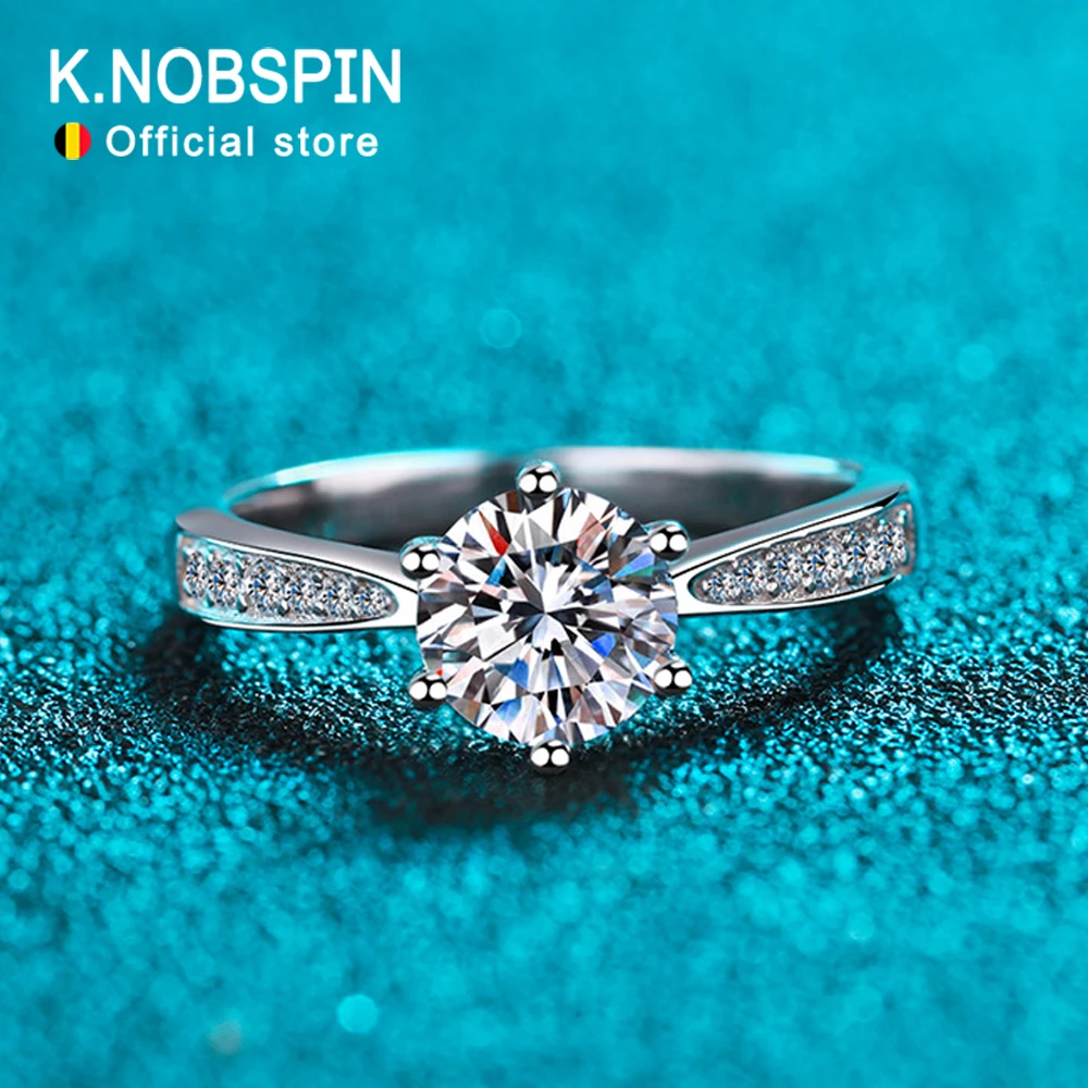 Knobspin d vvs1 moissanite anéis para a mulher noivado casamento jewely com gra 925 sterling ...