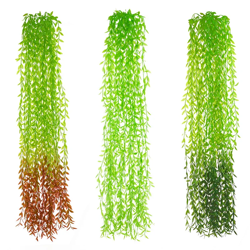 Simulated Weeping Willow Wall Hanging Rattan Wedding Indoor Green Plant ...