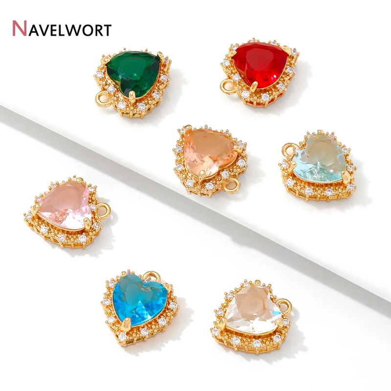 18K Gold Plated Crystal Glass Heart Pendants,Transparent Crystal Love ...