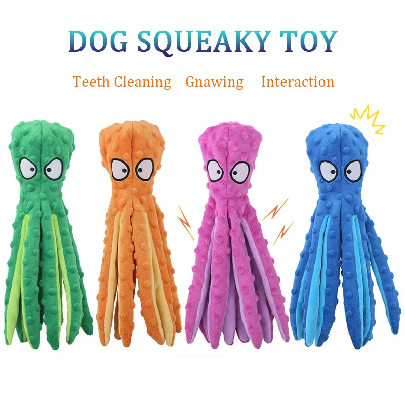 Dog-Toy-Squeaky-Pet-Plush-Toy-Voice-Octopus-Bite-Resistant-Interactive ...