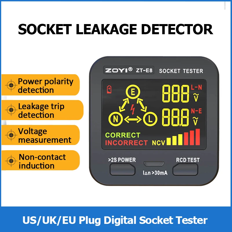 Digital-Socket-Tester-Voltage-Test-US-UK-EU-Plug-Socket-Detector-Ground ...