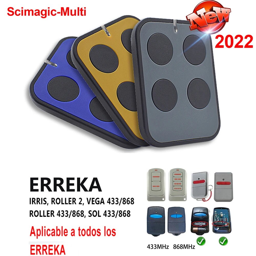 ERREKA 433MHz 868MHz Puerta de garaje Control remoto Erreka IRIS RESON MOON SOL ROLLER Comando ...