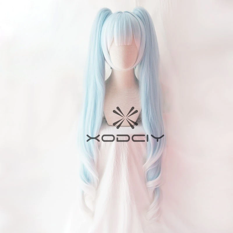Xodciy Anime 2020 Snow Miku Cosplay Wig 120cm Long Light Blue Gradient ...