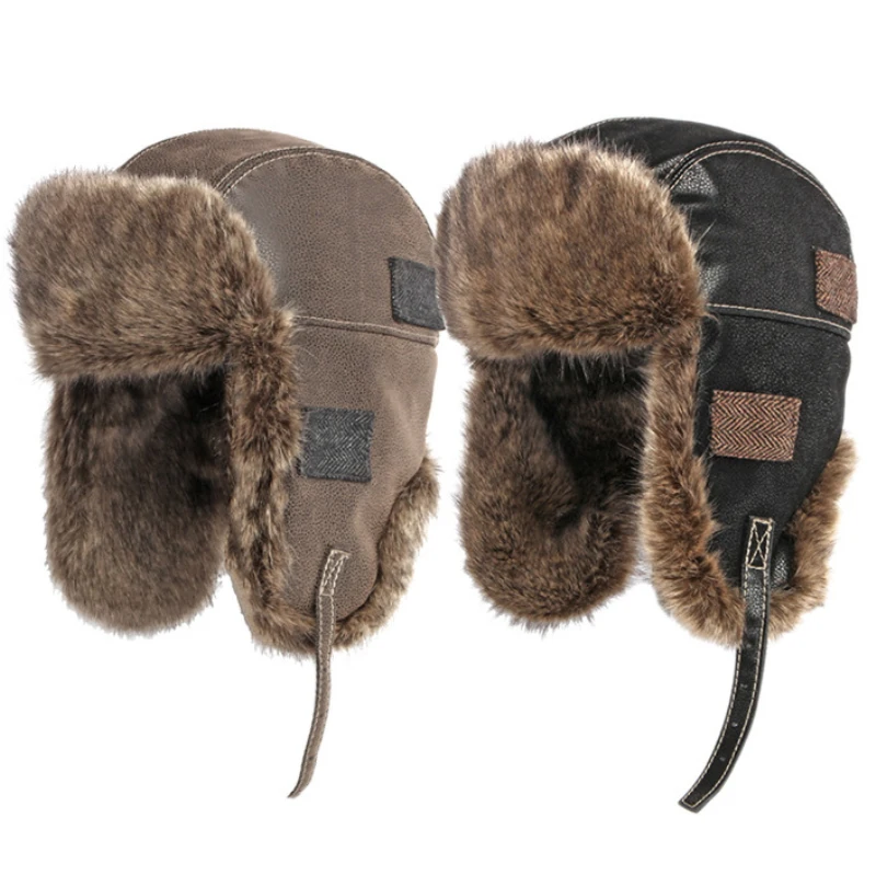 HT4098-Russian-Hat-Thick-Warm-Leather-Winter-Hat-Men-Women-Windproof ...