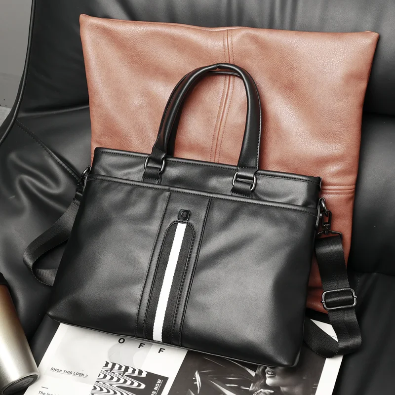 Fashion Striped Men's Top-Handle Bag Business Men Handbag Multifunction ...
