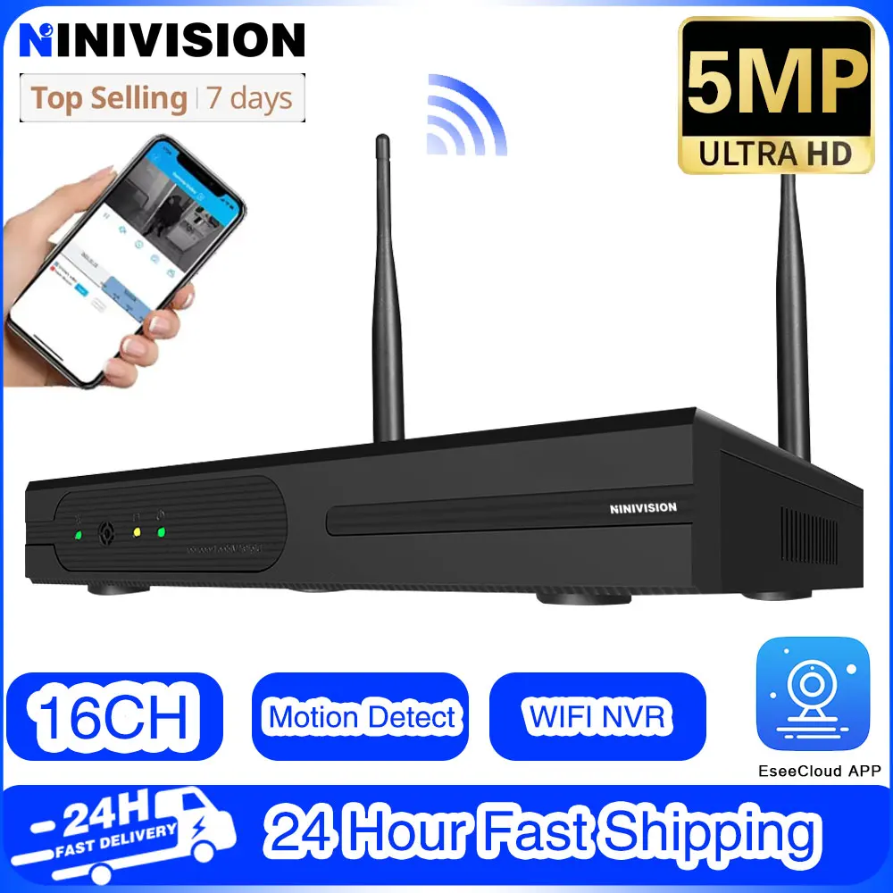 16CH-H-265-5MP-Wireless-NVR-Recorder-Wifi-CCTV-Camera-System-P2P-IP ...