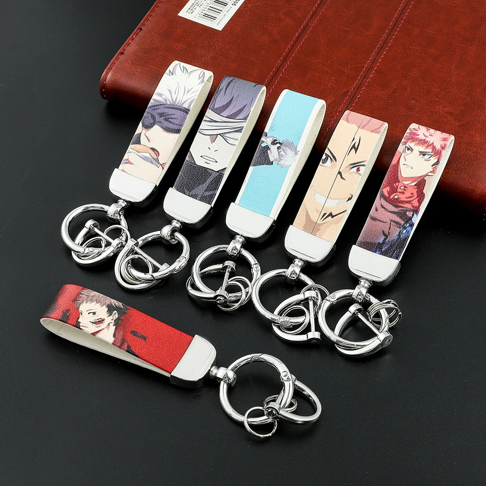 Jujutsu Kaisen Genuine Leather Lanyard Keychain Anime Figure Gojo ...
