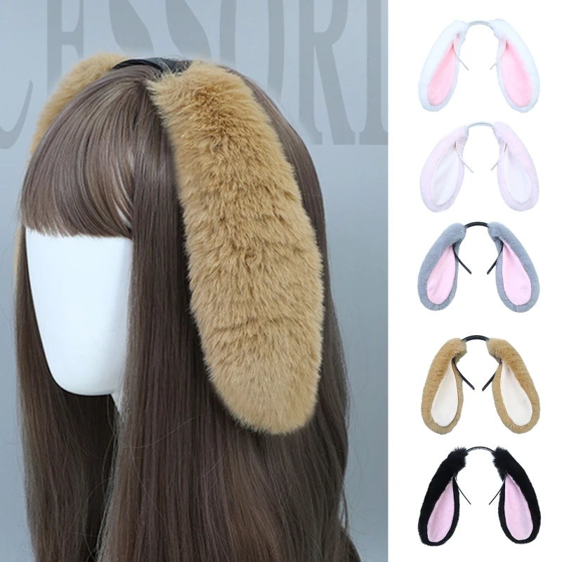 Cute Girls Plush Long Rabbit Ears Hair Hoop Female Anime Women Cartoon ...