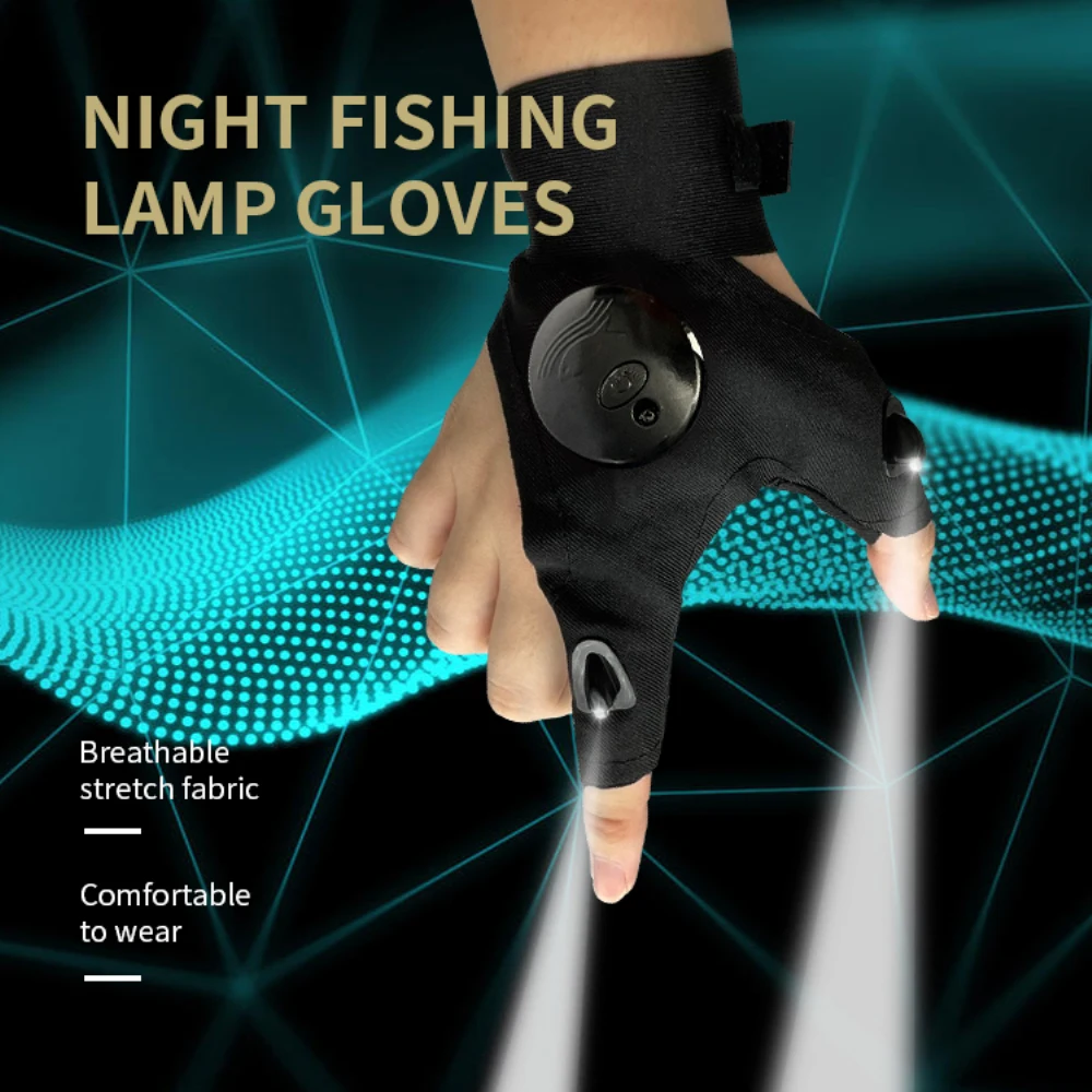 Outdoor-Fishing-Gloves-Luminous-Lighting-Half-Finger-With-Lights-Night ...