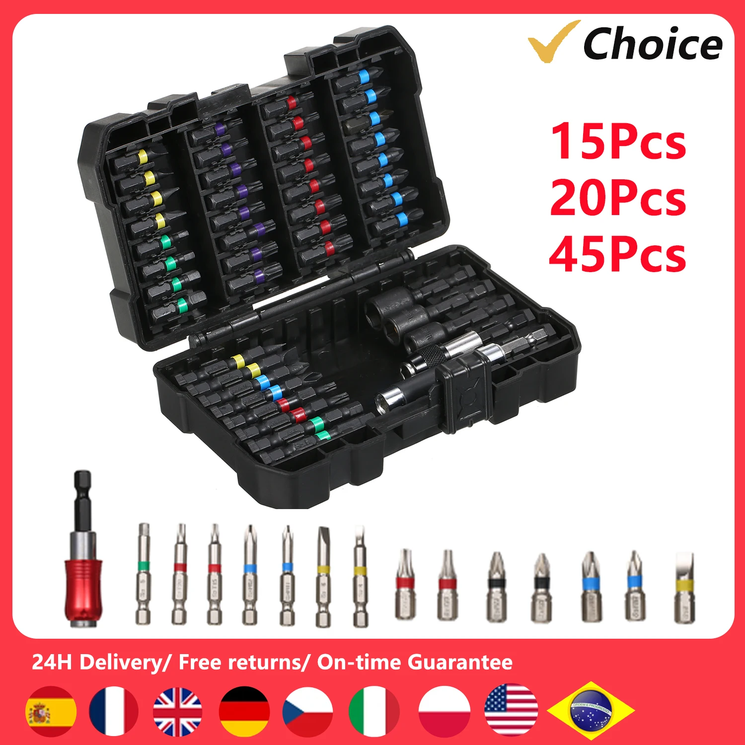 15-20-45PCS-Drill-Bit-Set-Screwdriver-Bit-Set-Impact-Driver-Bit-Set-for ...