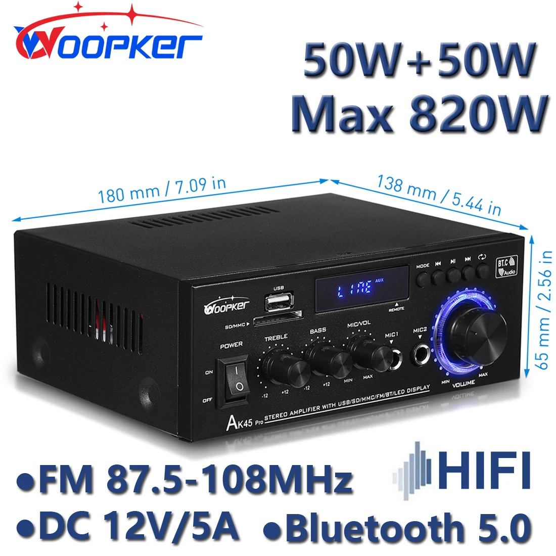 Woopker-AK45-Pro-Amplificador-Digital-HiFi-Pot-ncia-M-xima-max820w ...