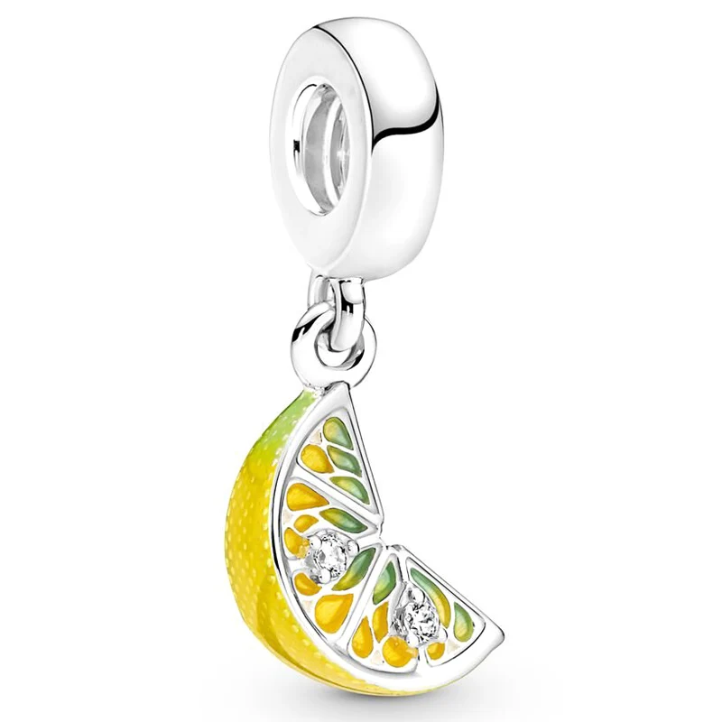 Authentic 925 Sterling Silver Moments Lemon Slice Sparkling Fruit Dangle Charm Bead Fit Pandora ...