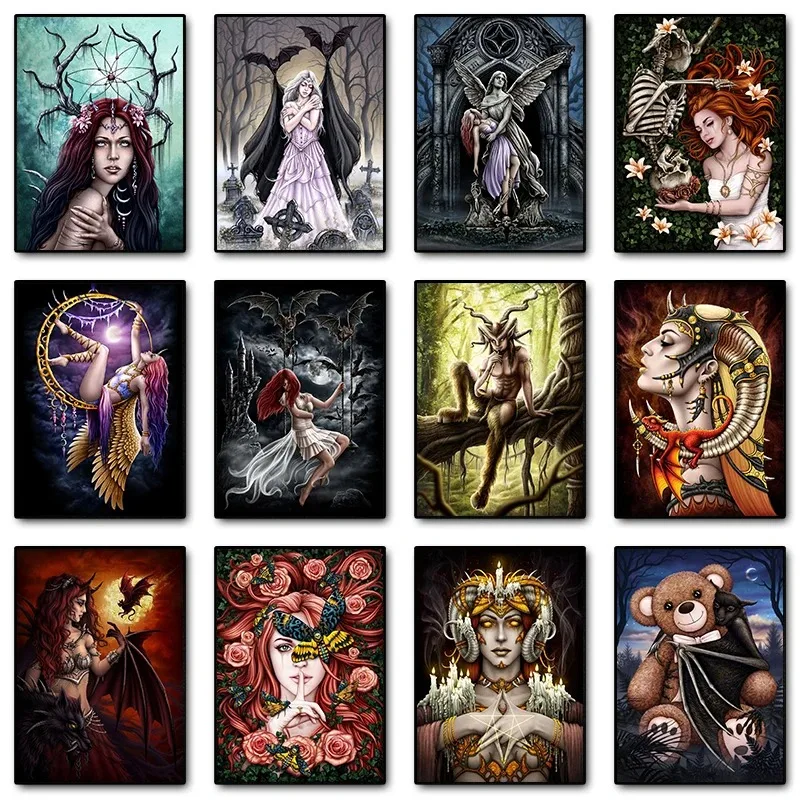 Gothic-Dark-Fantasy-Poster-Print-Lilith-Demon-Mermaid-Lady-Moth-Faun ...