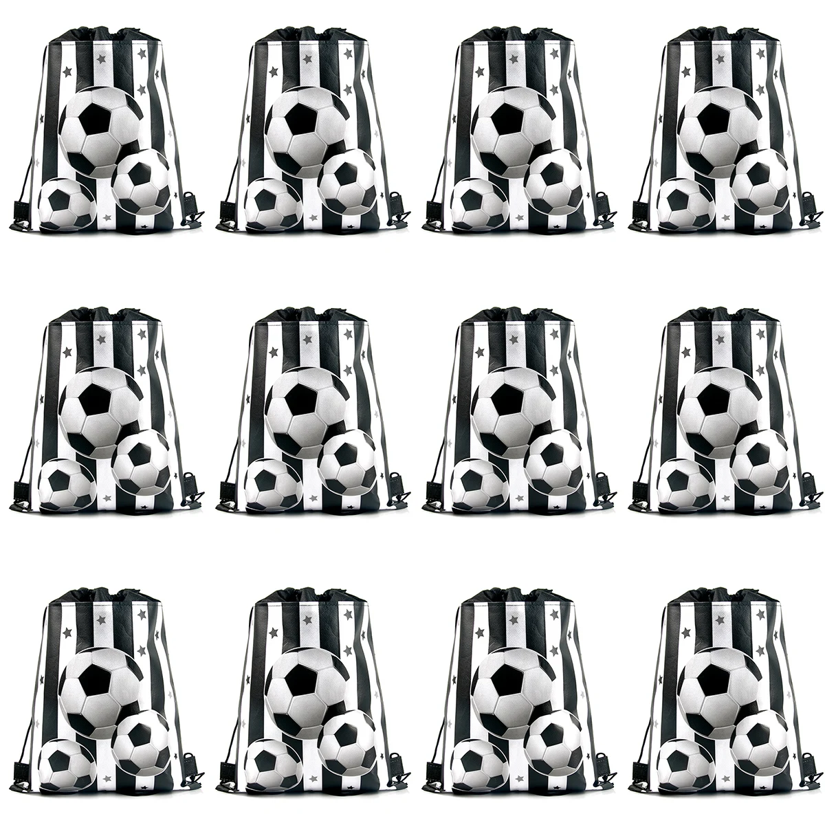 5pcs Football Theme Drawstring Bags Black Green Soccer Gift Bag Kids ...