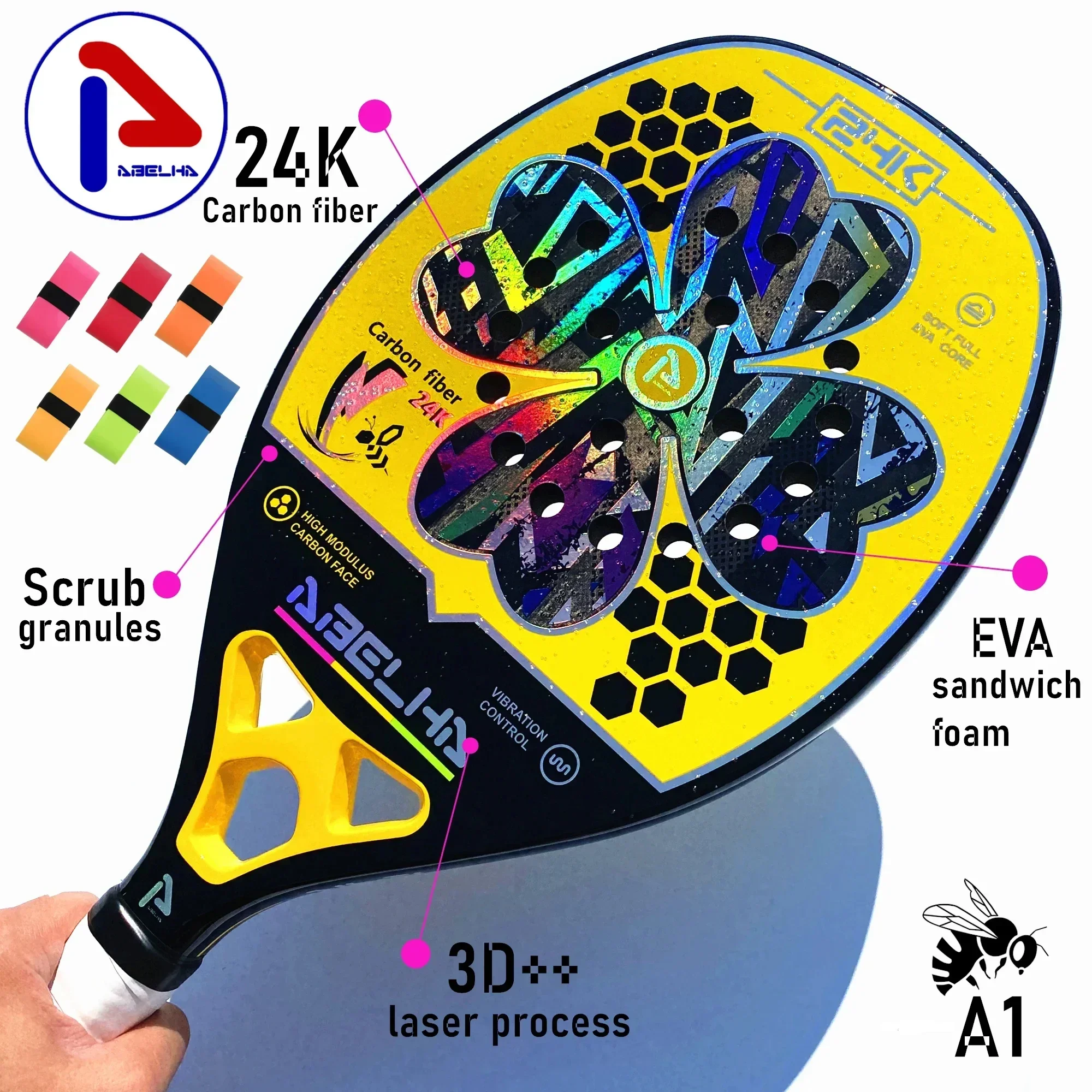 ABELHA-24K-carbon-fiber-beach-racket-new-pattern-laser-craft-Abelha-A1 ...