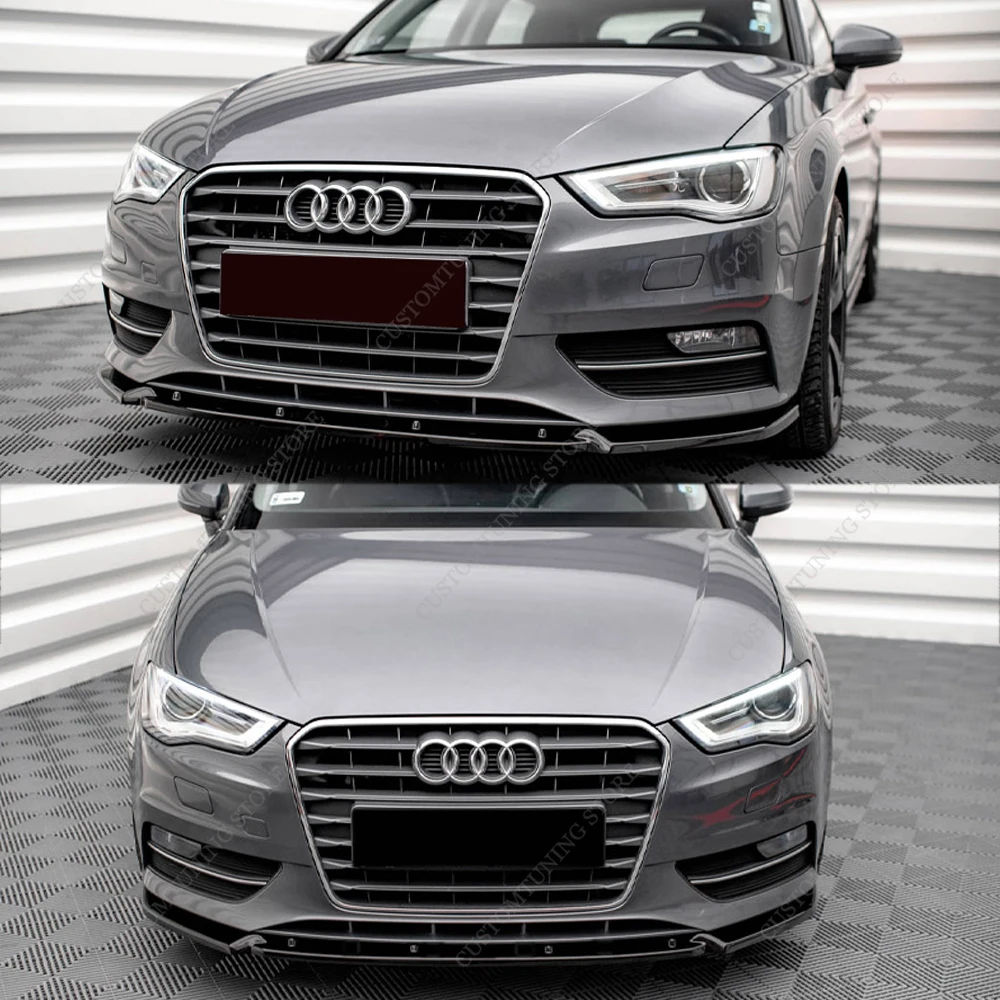 For-Audi-A3-8V-Maxton-Style-Gloss-Front-Bumper-Lip-Spoiler-Splitter ...