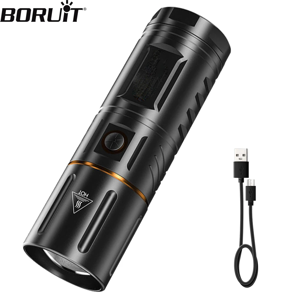 BORUiT Super Bright 3000LM LED Zoom Flashlight USB Rechargeable Power ...