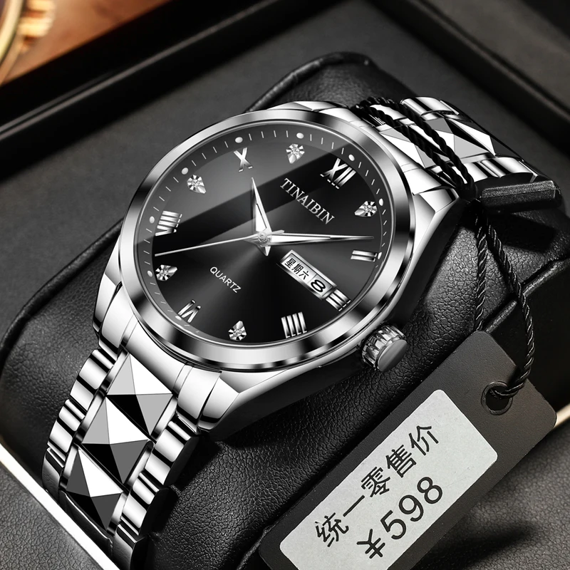 2024-New-Stainless-Steel-Luxury-Black-Business-Watch-Men-Quartz-Sport ...