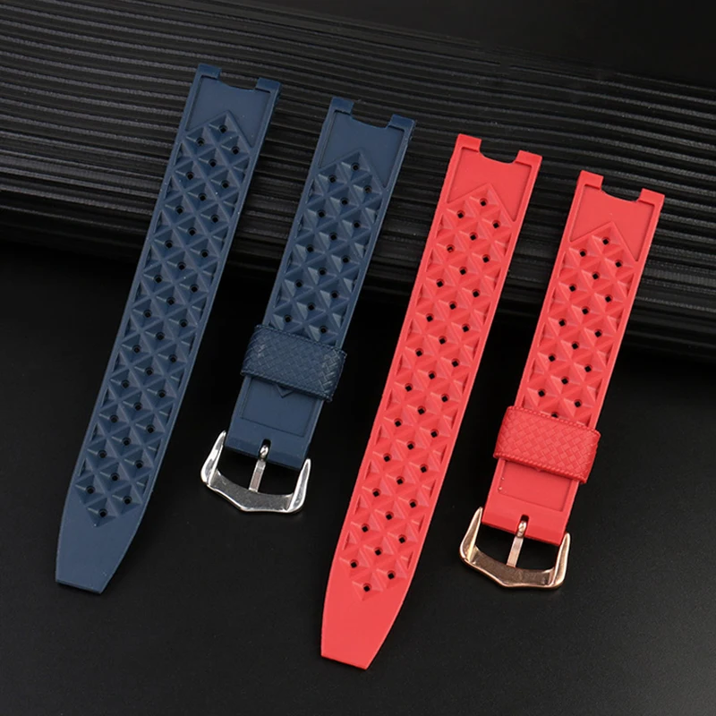 Notched-rubber-watchband-20mm-22mm-for-Cartier-Pasha-watch-breathable ...