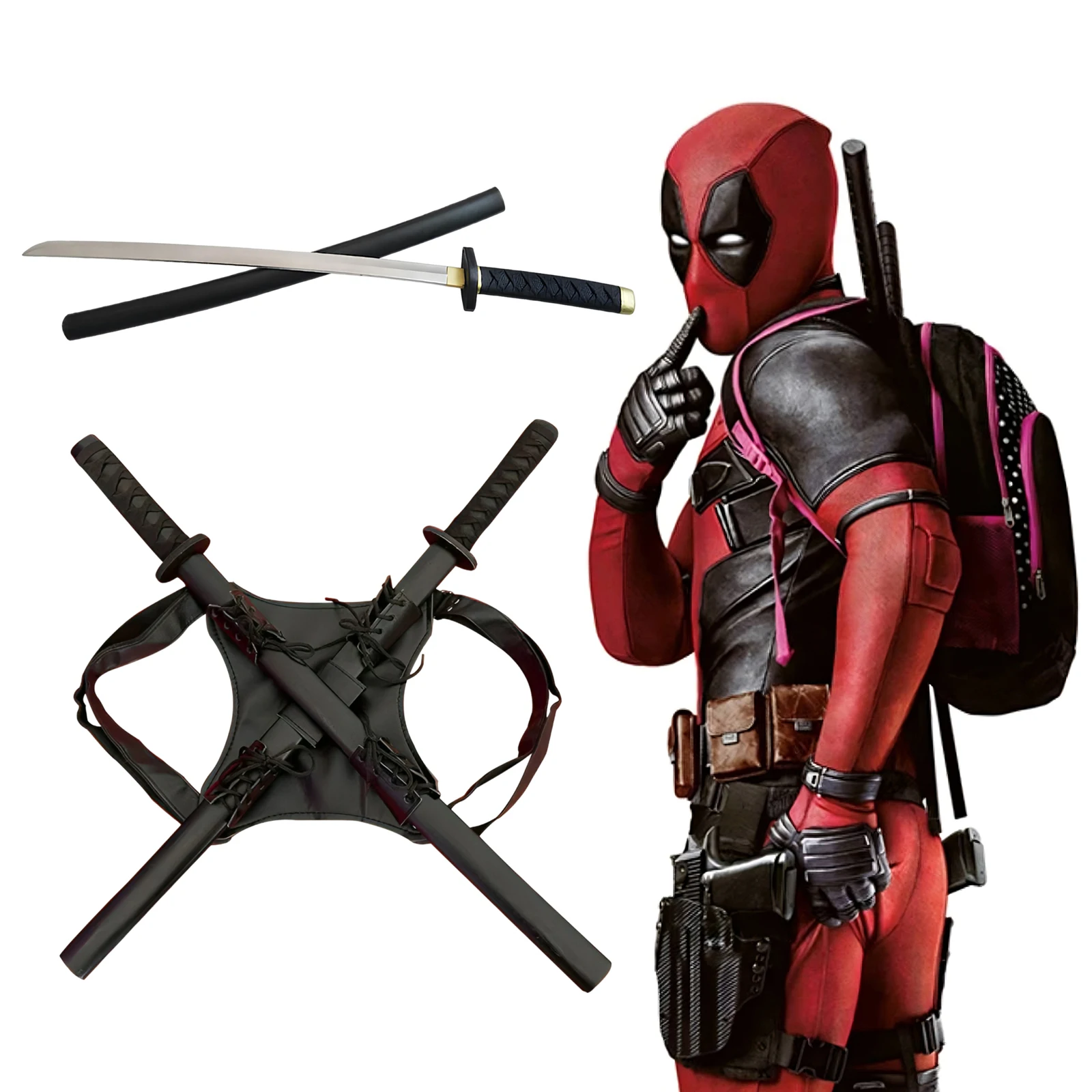 Adult Deadpool Costume Men Simulation Sword Set Kids Cosplay Mask Suit ...