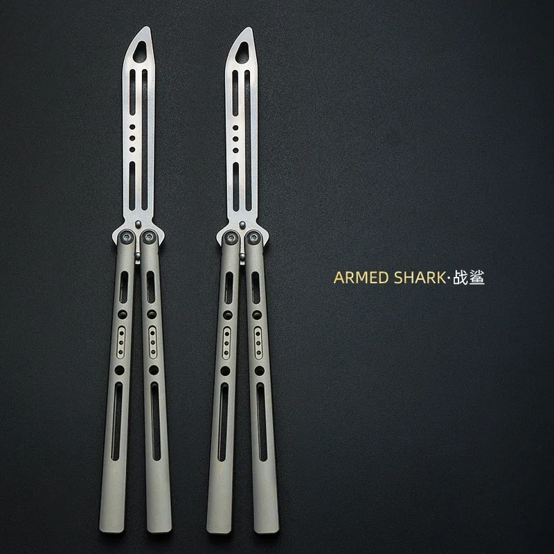 Kotlin-Balisong-Trainer-Sentinel-Armed-Shark-Clone-Titanium-Channel ...
