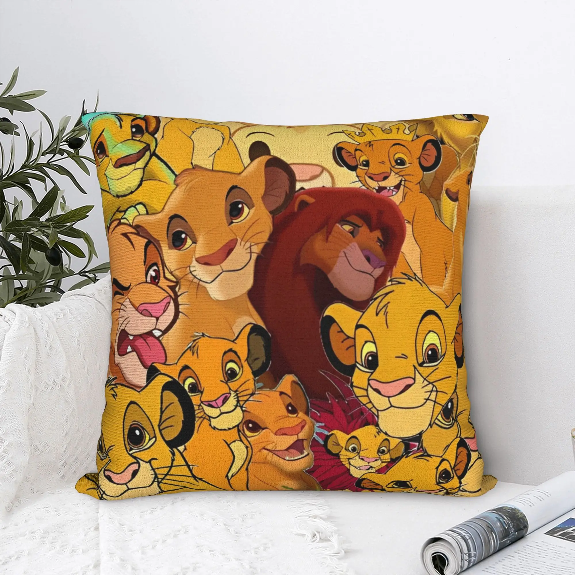 Lion King Simba Square Pillow Case Polyester Cushions for Sofa ...