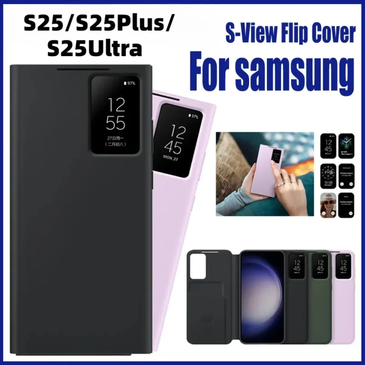 For Samsung Galaxy S26 Ultra Plus S25 S24 S23 S-View Flip Smart Display ...