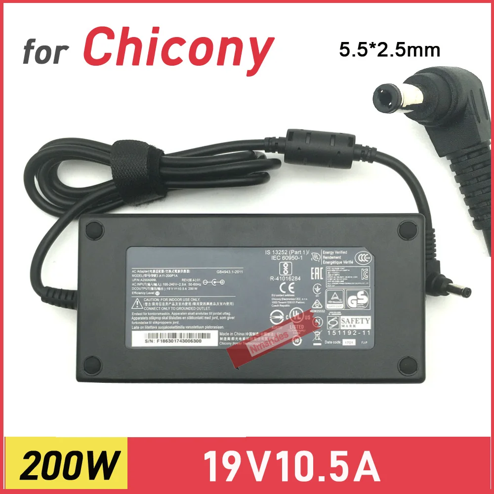 Original 200W 19V 10.5A Ac Adapter For Clevo Msi GS65 GS73 MS-16JB MS ...