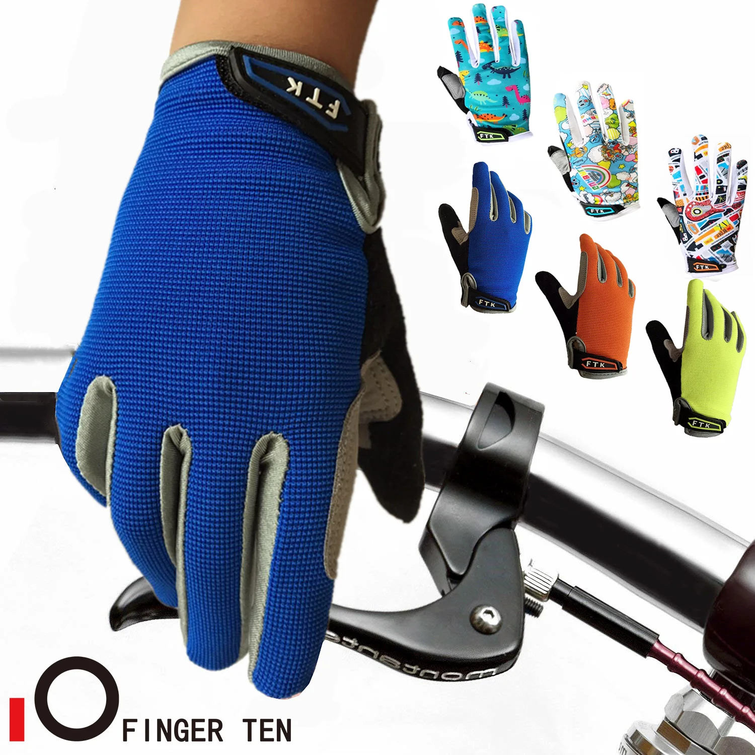 Boys Girls Kids Cycling Gloves Full Finger Bike Bicycle Breathable ...