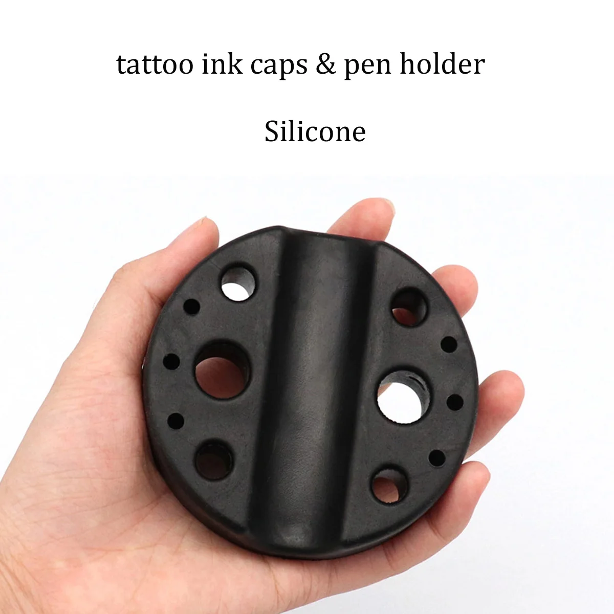 Black-Round-Silicone-Tattoo-Ink-Cups-Caps-Pen-Holder-Stand-For-PMU ...