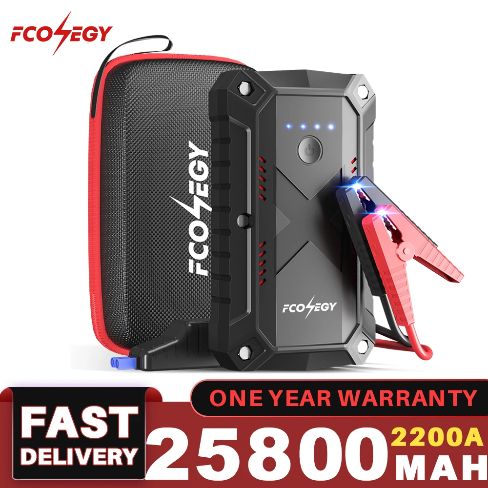 Fconegy 2200a Car Battery Charger Jump Starter Power Bank 25000mah ...