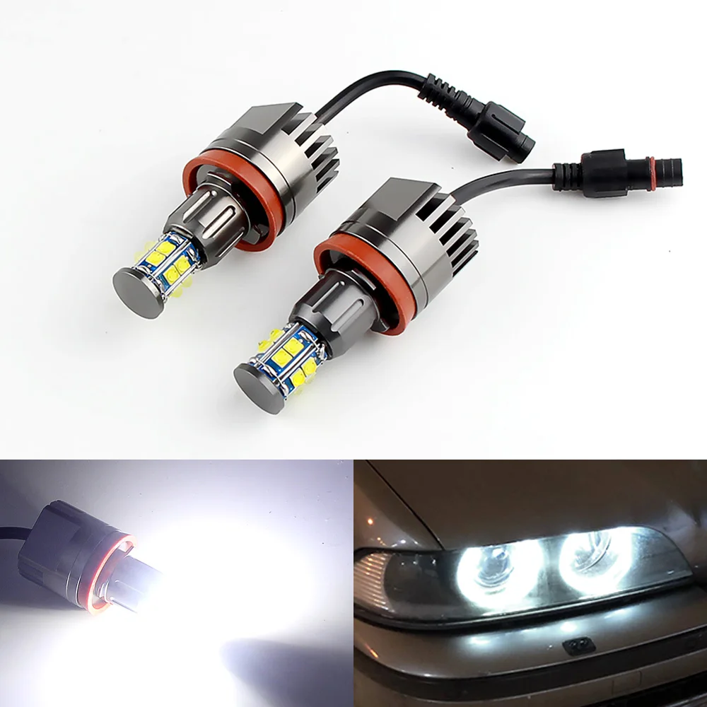 2x-CANbus-H8-LED-120W-Error-Free-Angel-Eyes-Marker-Light-Headlight-Lamp ...