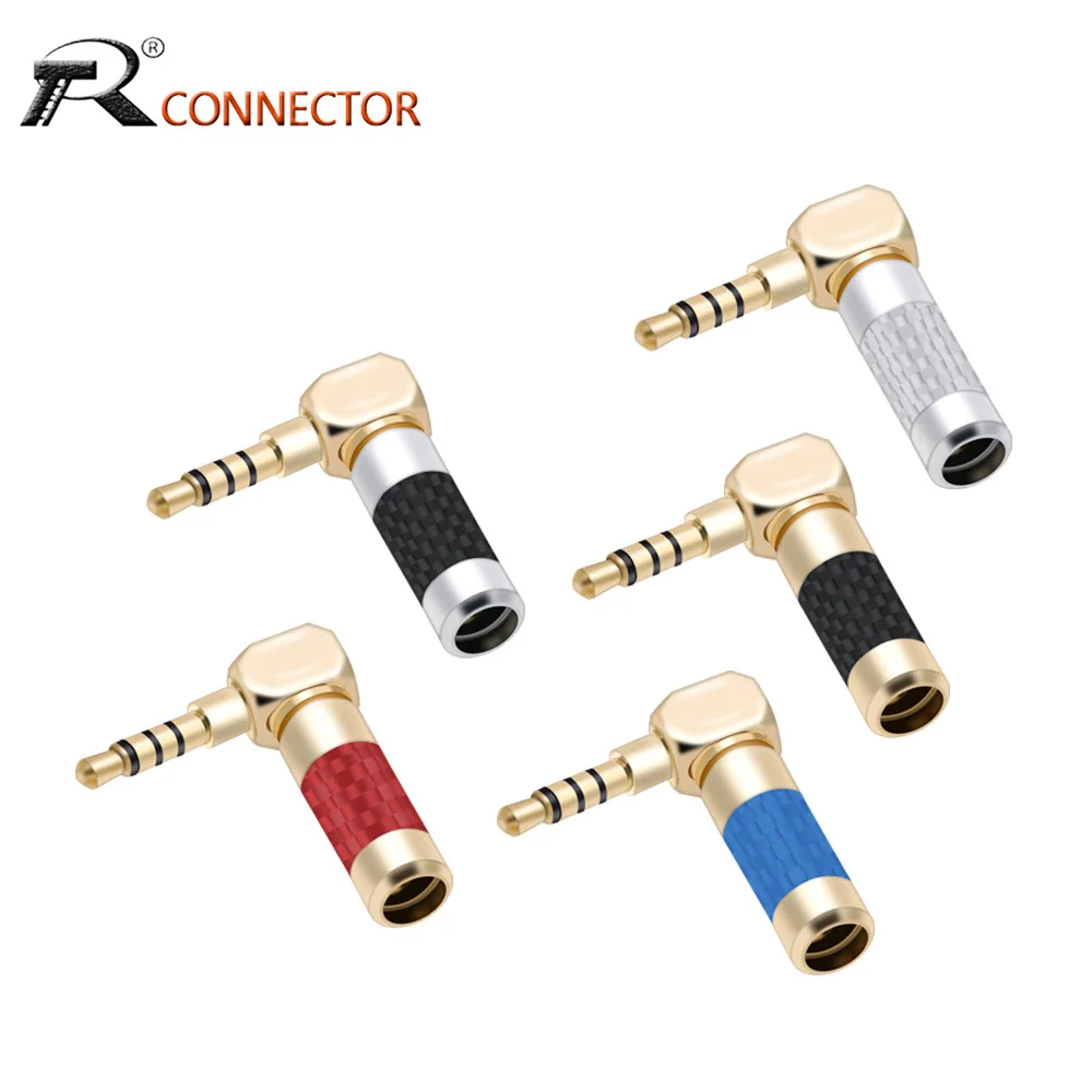 1pc Right Angle Mini Jack 3.5mm 4 Pole Stereo Male Plug Carbon Fiber ...