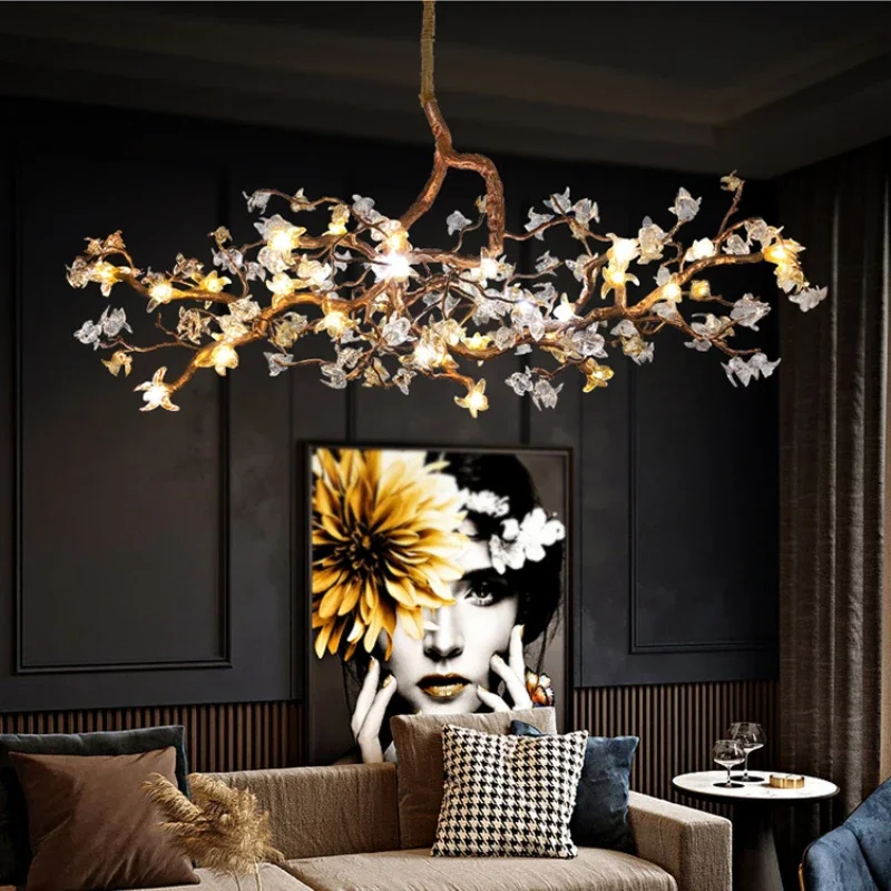 Chinese Style Vintage Creativity Copper Flower Led Light Dining Kitchen ...