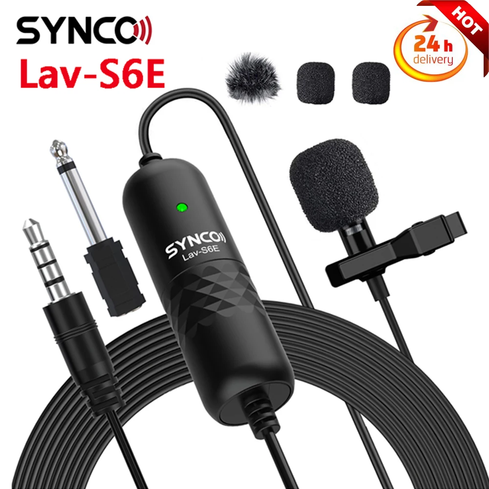 SYNCO micrófono Lavalier profesional Lav S6E, condensador omnidireccional con Clip, micrófono de ...