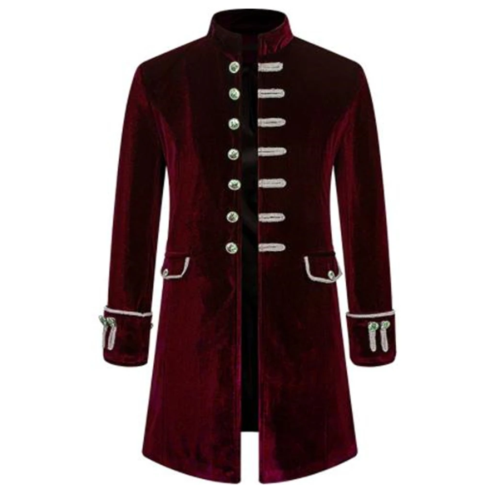Noble Vintage Men's Jacket Medieval Cosplay Velet Prince Coat Retro ...