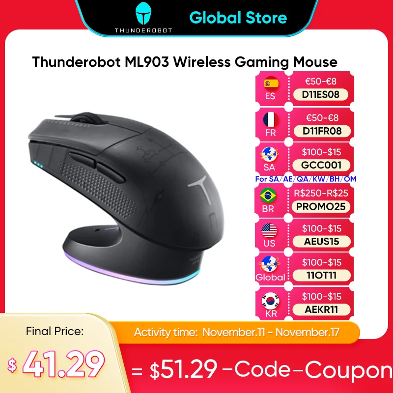 Thunderobot-ML903-Wireless-Gaming-Mouse-Three-mode-with-Charging-Dock-Esports-Wireless-Bluetooth ...