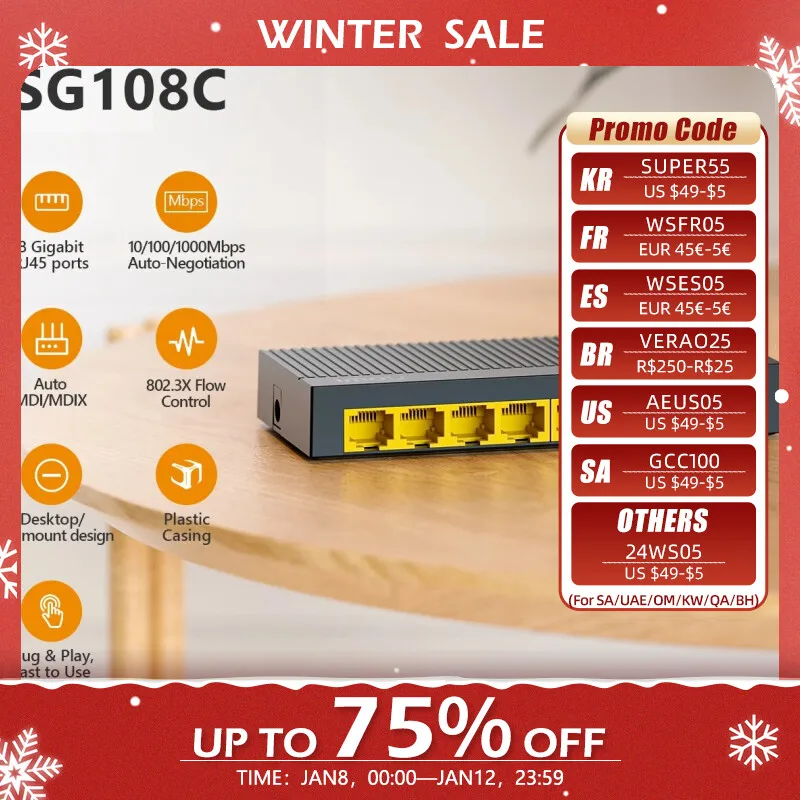 IMOU-8-Port-Gigabit-Switch-SG108C-Router-with-10-100-1000Mbps-Auto ...